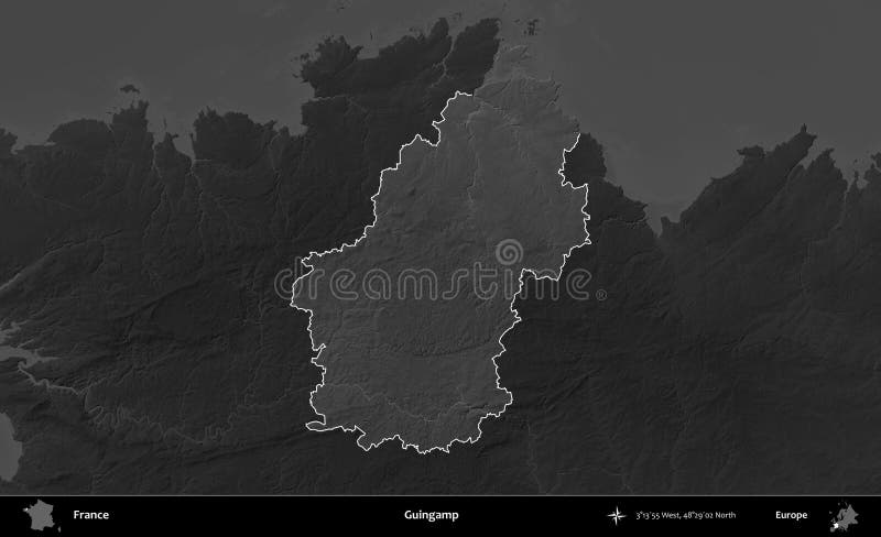 Guingamp Highlighted, France. Grayscale Stock Image - Image of ...