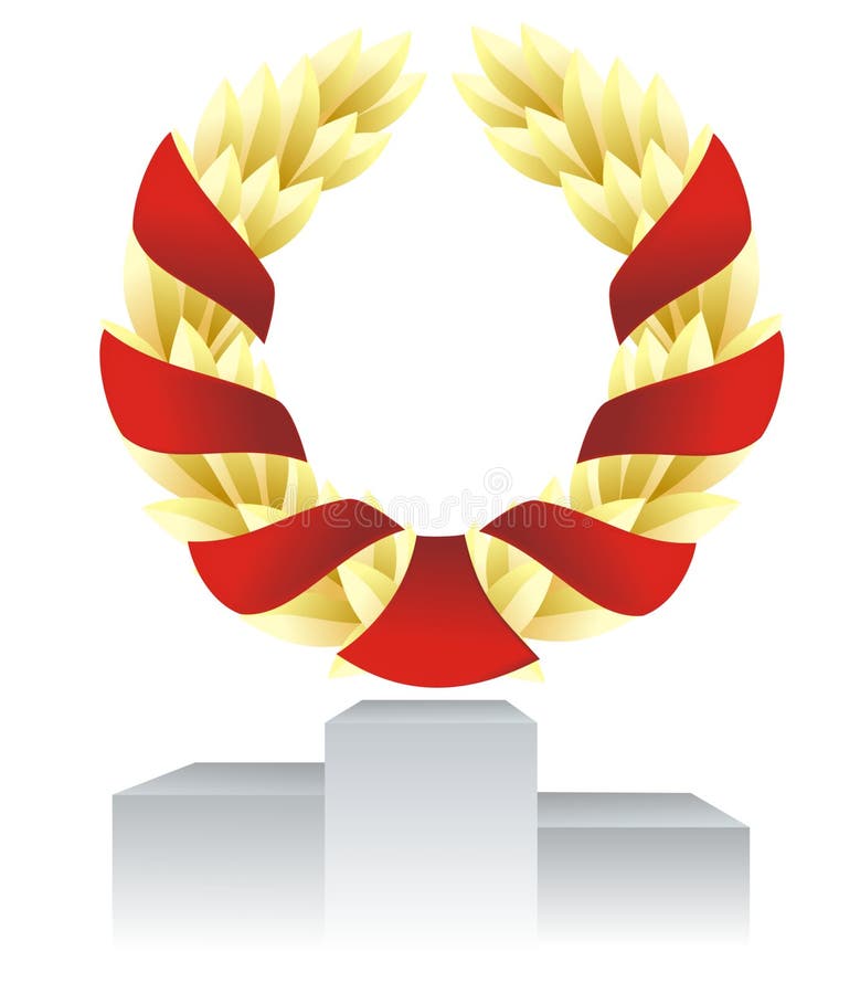 Copa Dorada Con Una Corona De Laurel Ilustración del Vector ...