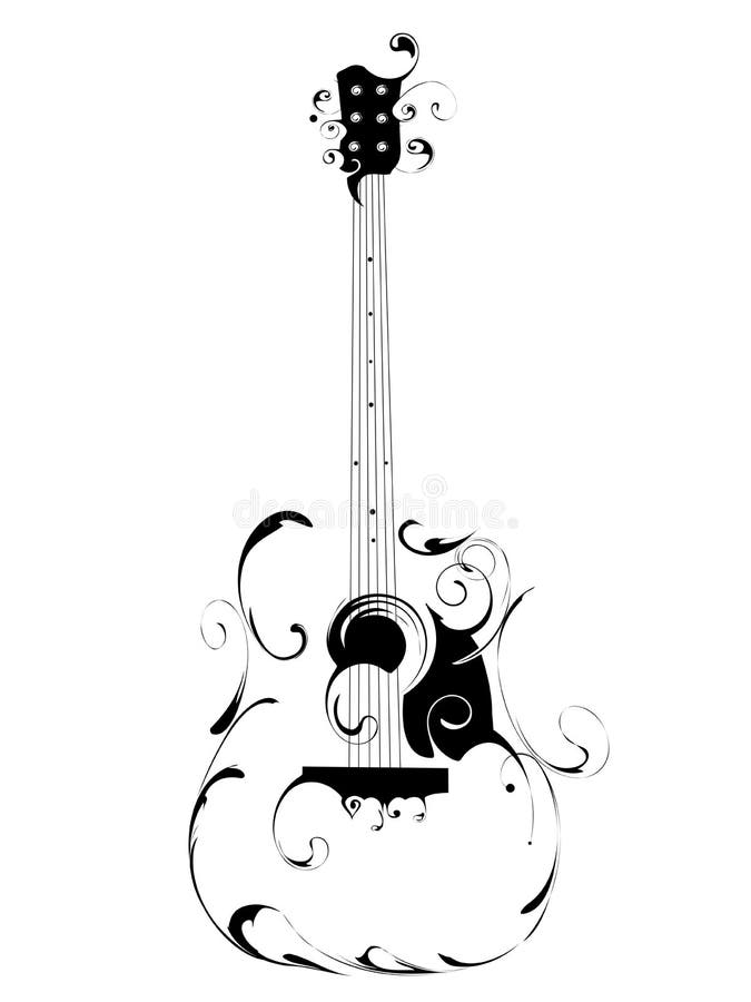 Guitar stock vector. Illustration of equipment, string - 4173529