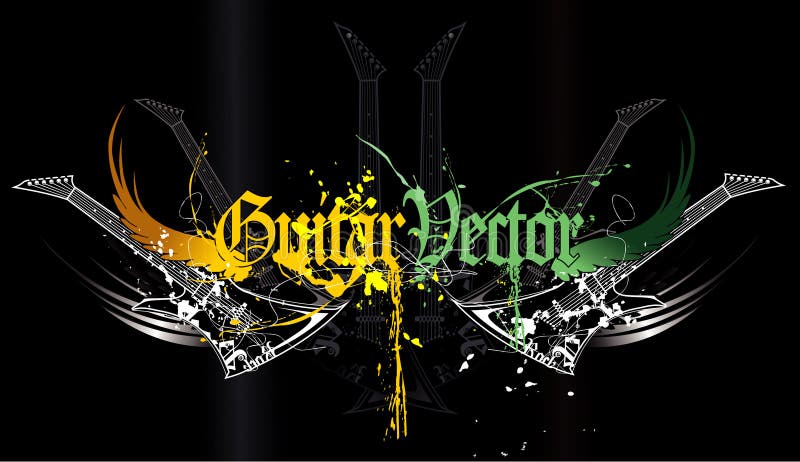 Red Guitar and Abstract Music Stock Vector - Illustration of funky ...