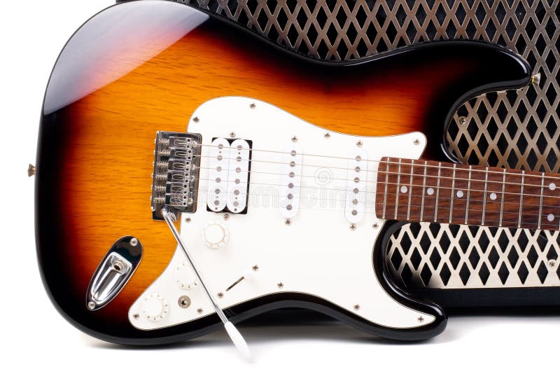 Guitar Amplifier and Electricguitar Stock Photo - Image of cabinet ...