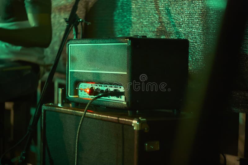 Guitar Amplifier Glowing on Stage during Live Performance Stock Image ...
