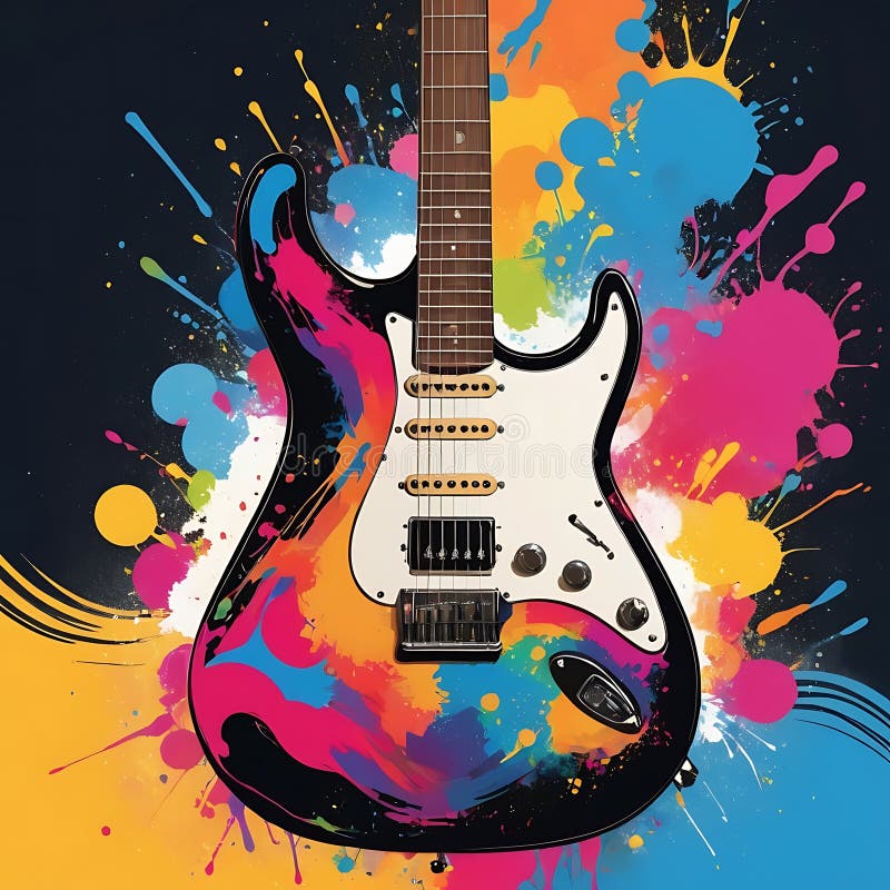 A Guitar As the Central Element, Surrounded by a Dynamic and Colorful ...