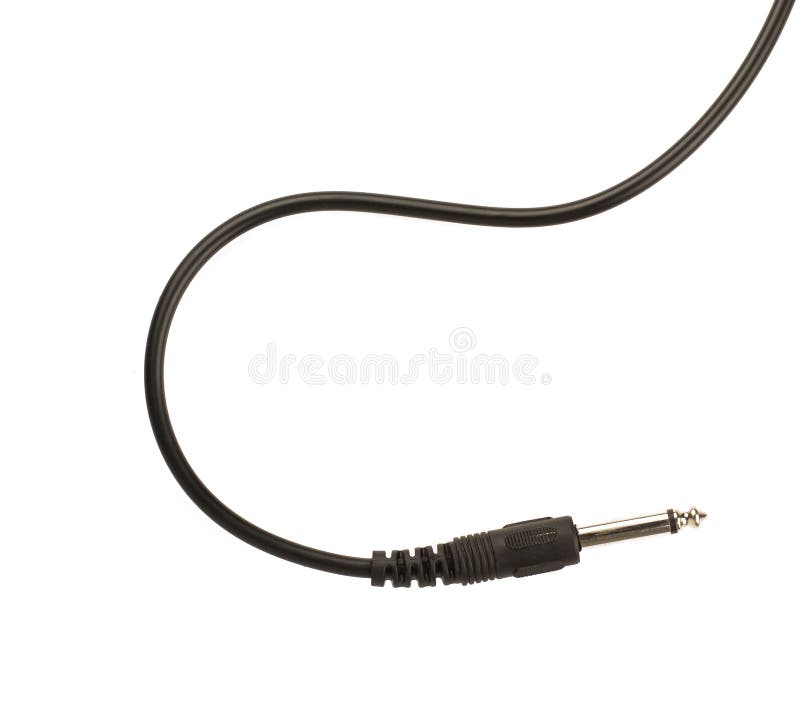 Guitar Audio Jack with Black Cable on White Background Stock Image ...