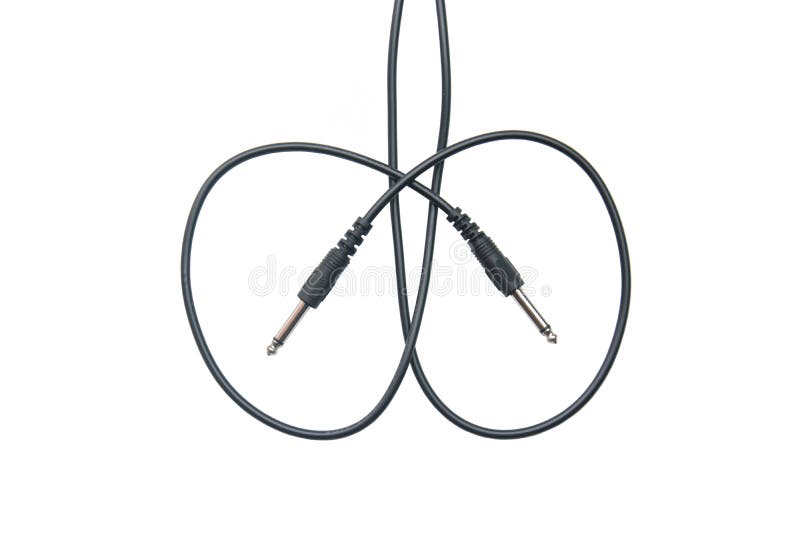 Guitar Audio Jack with Black Cable Isolated on White Background Stock ...