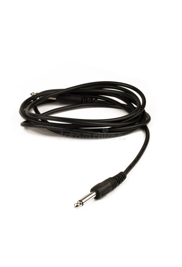 Guitar Audio Jack with Black Cable on White Background Stock Image ...