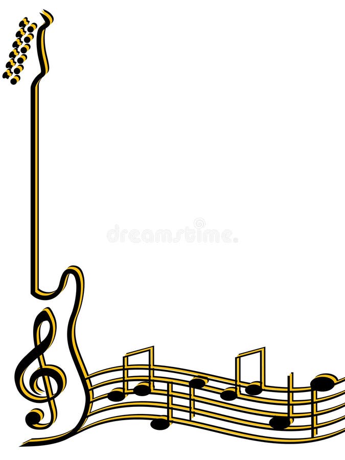 Music Notes Border Guitar