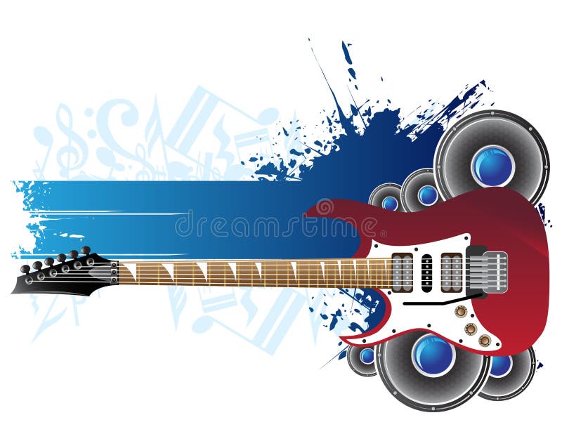 Red Guitar and Abstract Music Stock Vector - Illustration of funky ...