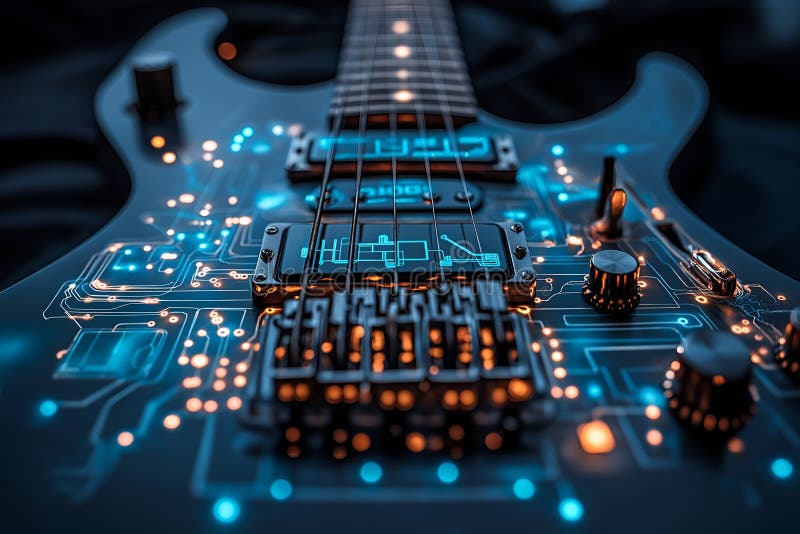A Guitar with Circuit Patterns Symbolizes the Integration of AI ...