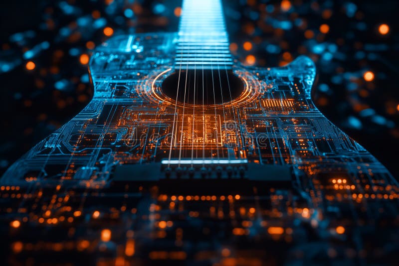 A Guitar with Circuit Patterns Symbolizes the Integration of AI ...