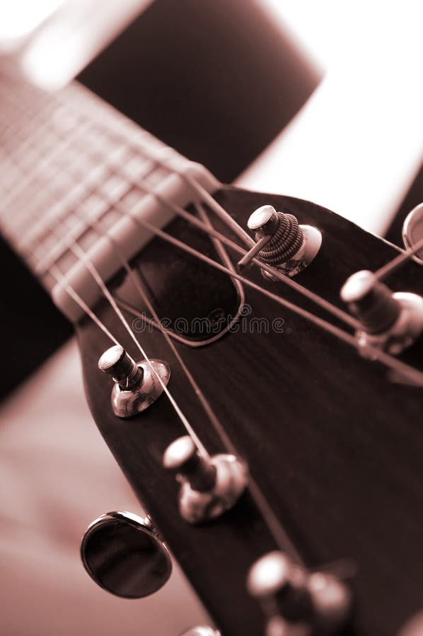Guitar Close Up Black and White Stock Image - Image of white, neck ...