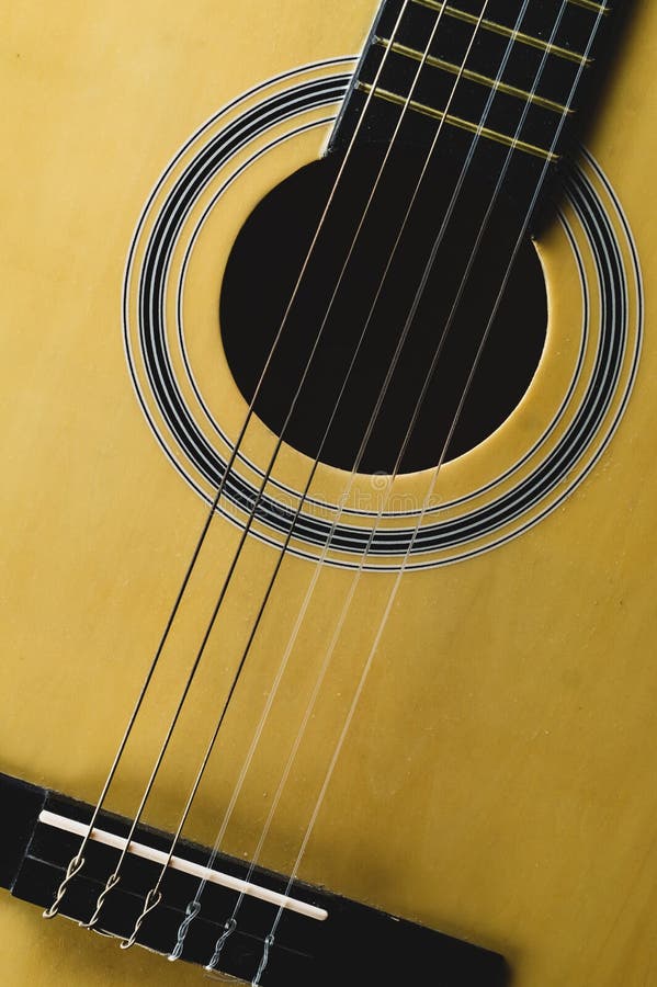 Guitar Close Up. Acoustic Musical Instrument. Strings on the Guitar ...