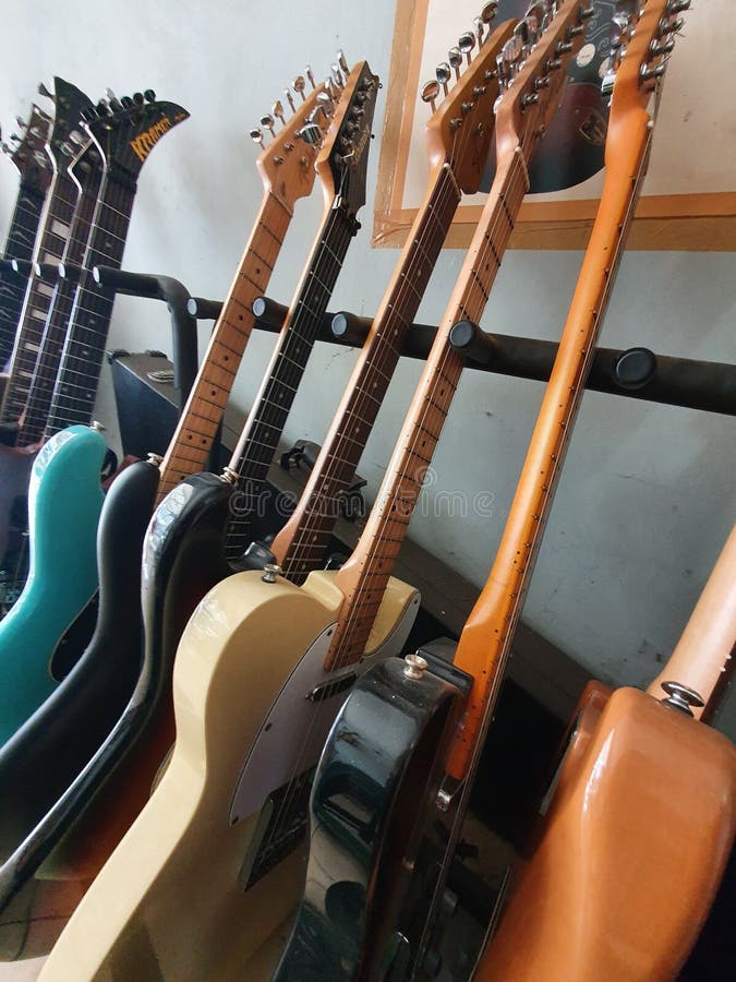 Guitar Electric Collection on Board Stock Image - Image of collection ...