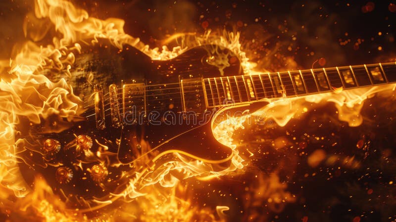 Guitar on fire stock image. Image of burning, heat, blaze - 374519307
