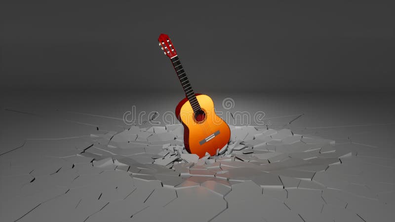 Guitar Fell on the Floor and Broke it Stock Illustration - Illustration ...