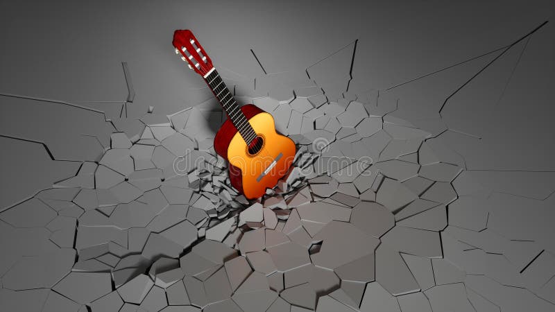 Guitar Fell on the Floor and Broke it Stock Illustration - Illustration ...