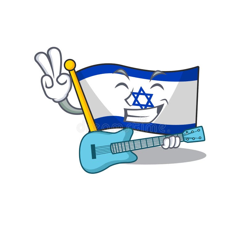 With Guitar Flag Israel with the Character Shape Stock Vector ...