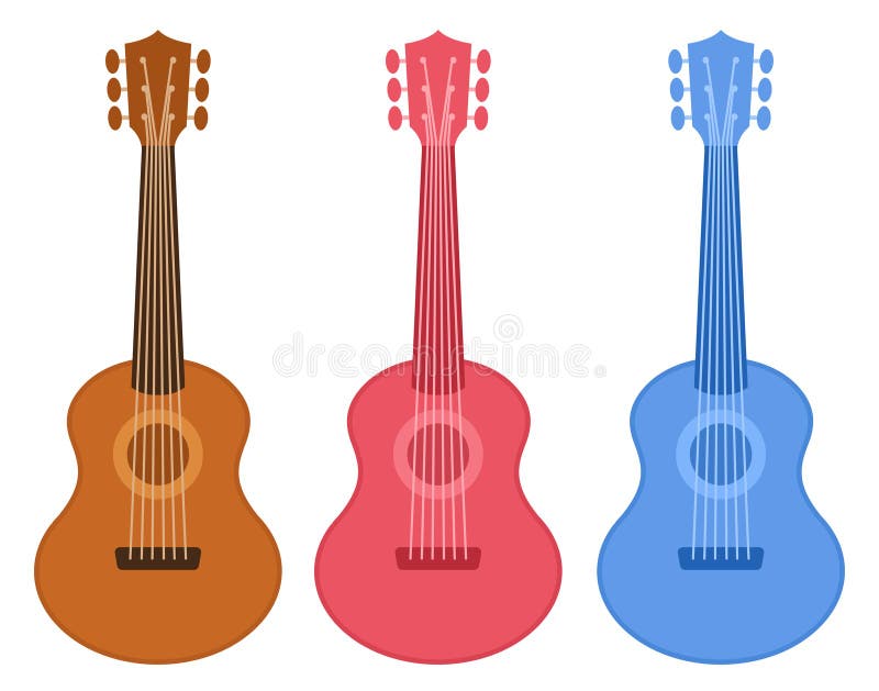 Guitar Flat Design Isolated Cartoon Stock Vector - Illustration of ...