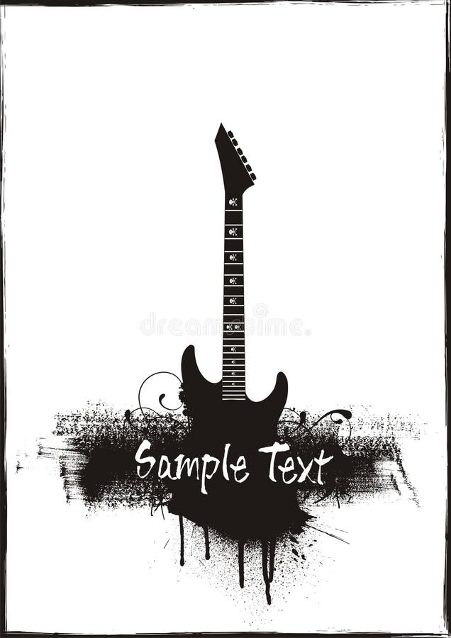 Guitar grunge theme stock vector. Illustration of placard - 6219458