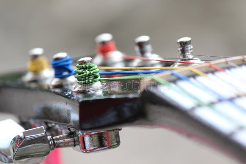 Guitar Head with Colored Strings Stock Image - Image of strings, close ...