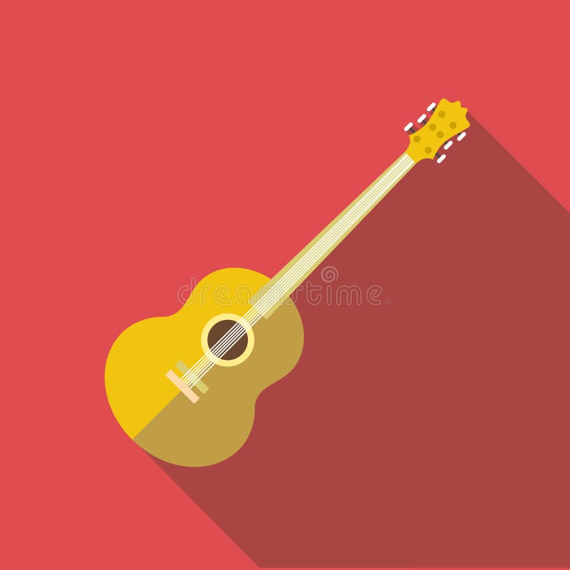 Guitar icon, flat style stock vector. Illustration of classic - 84879608
