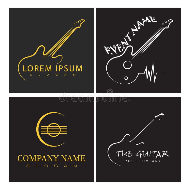 Guitar Illustration Logo Design Vector and Symbol Stock Vector ...