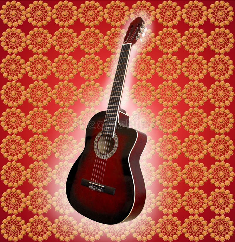 Guitar Isolated on the Patterned Texture Stock Image - Image of ...
