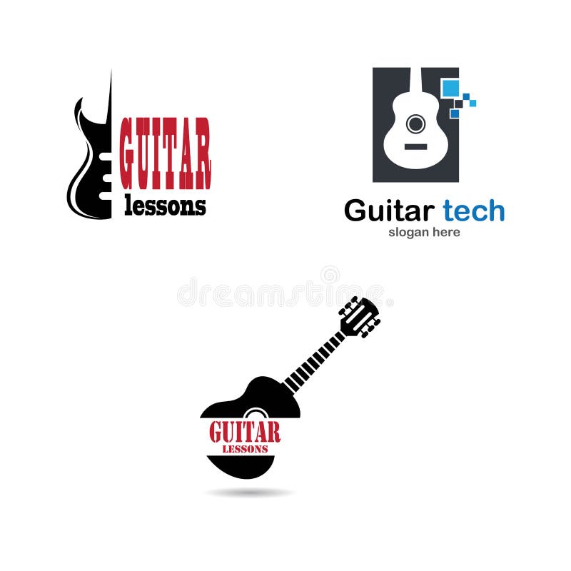 Guitar Lessons Logo Creative Vector Icon Stock Vector - Illustration of ...