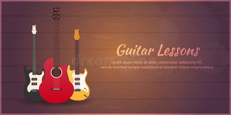 Guitar Lessons, School. Vector Flat Illustration. Music. Stock ...