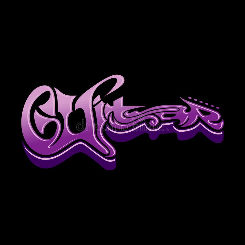 Guitar Lettering Stylized Typography Design Stock Illustration ...