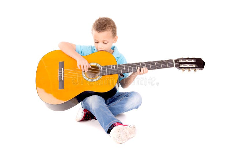 Guitar stock image. Image of childhood, little, guitarist - 58589443