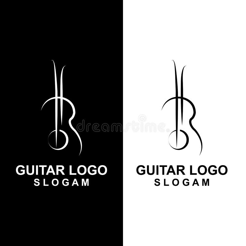 Guitar Logo Design, Musical Instrument Vector Icon Illustration Stock ...
