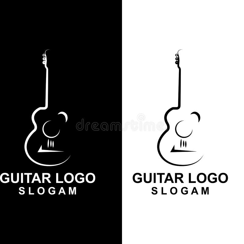 Guitar Logo Design, Musical Instrument Vector Icon Illustration Stock ...