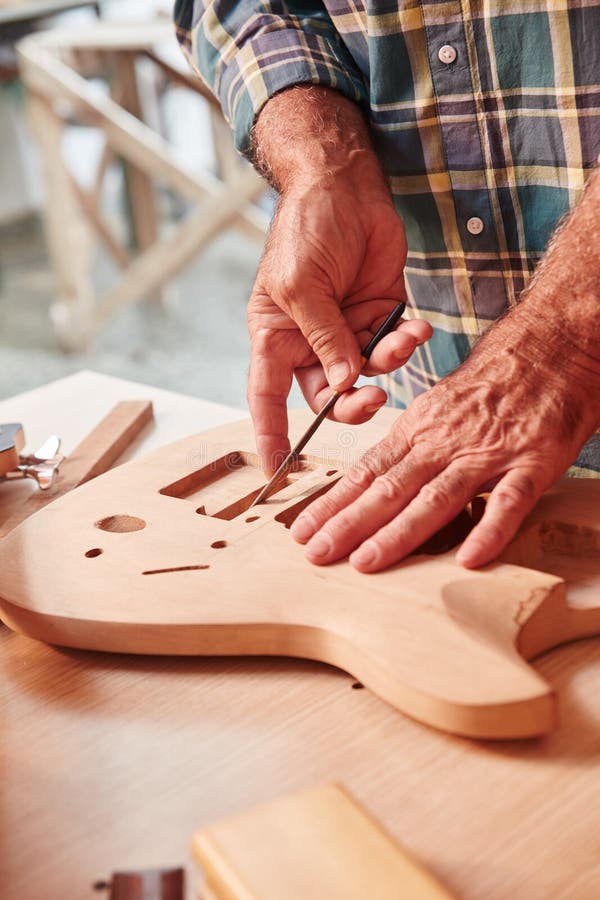Guitar Maker Builds Wood Guitar Stock Image - Image of collar, repair ...