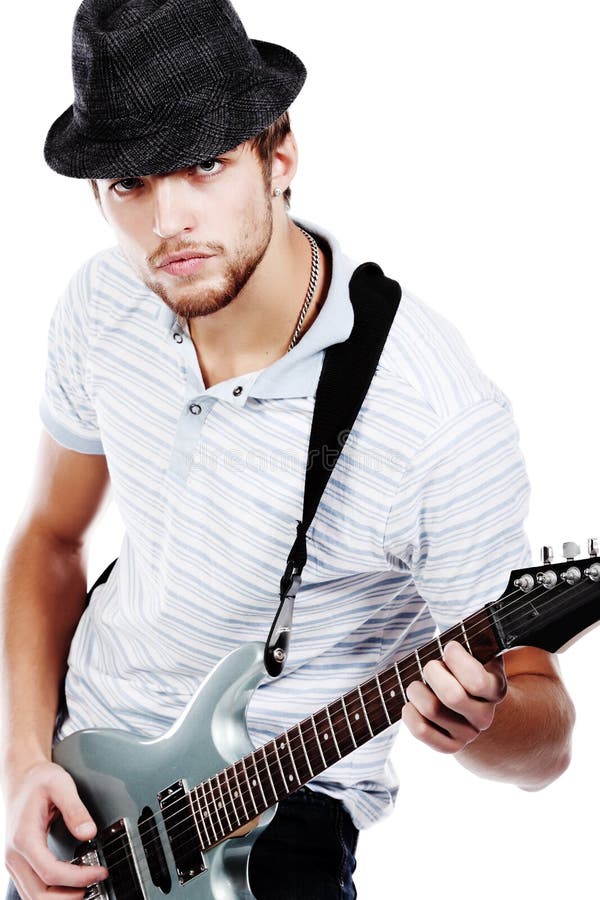 Rock Star Singing with Guitar Stock Photo - Image of music, people ...