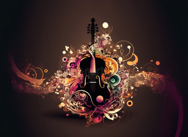 Guitar Music Background with Notes and Abstract Musical Shapes ...