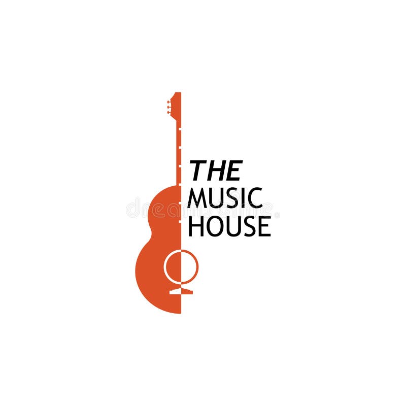 Guitar Musical Instrument Logo Template with Simple Shape Stock Vector ...