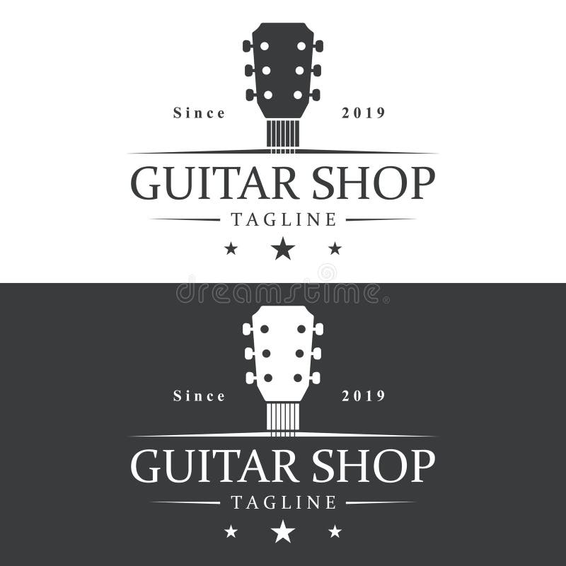 Guitar Musical Instrument Logo Template with Simple Shape Stock Vector ...
