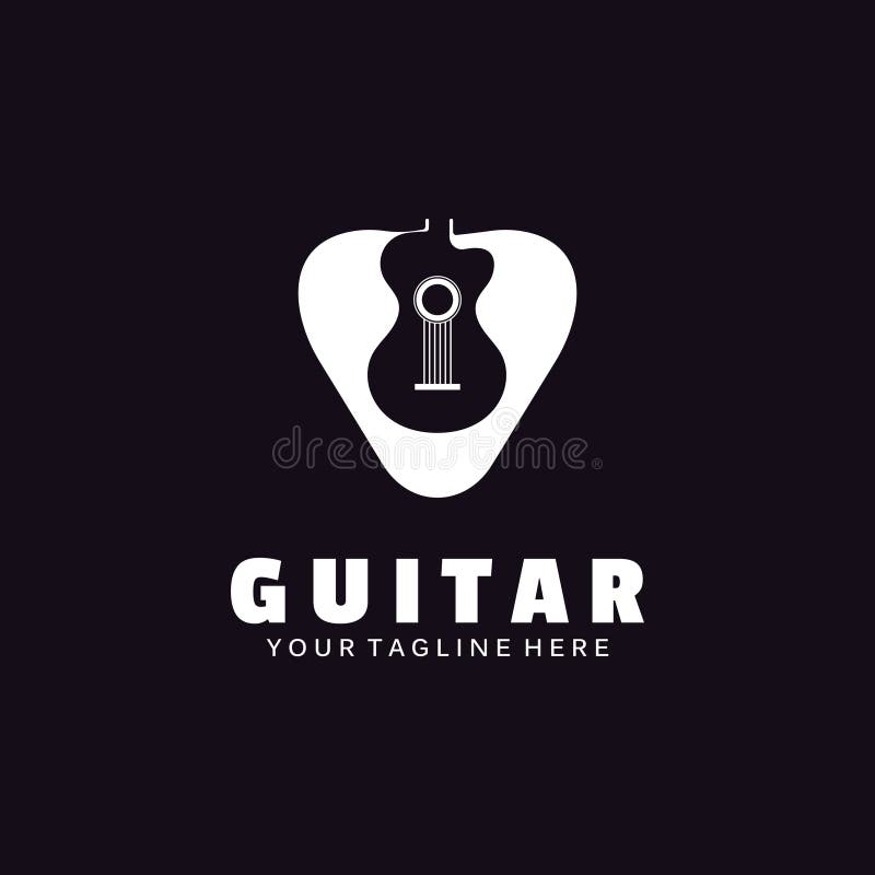 Guitar Musical Instrument Logo Template with Simple Shape Stock Vector ...