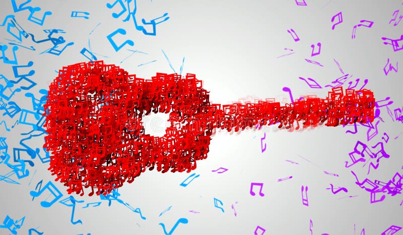 Guitar Musical Note Particles 3D Stock Illustration - Illustration of ...