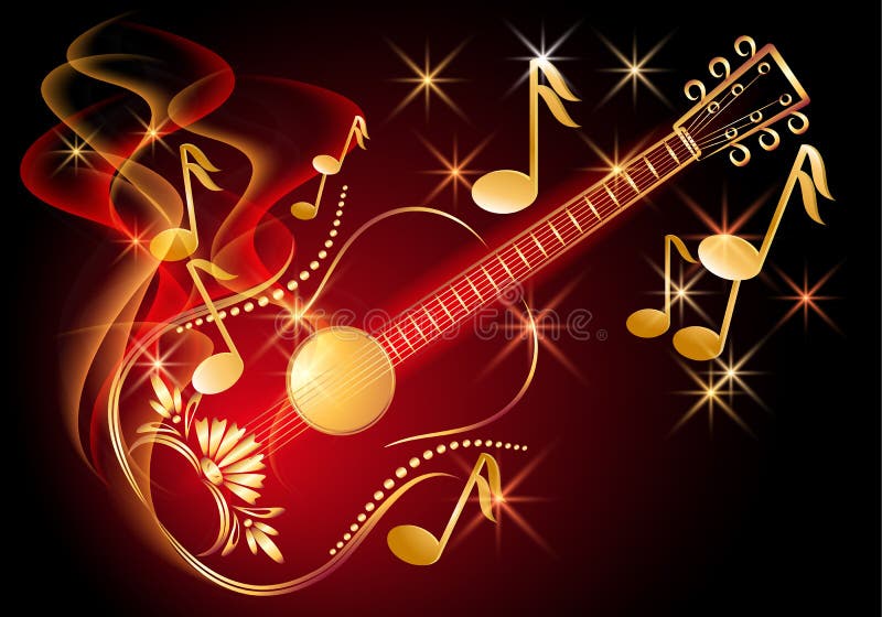 Guitar and musical notes stock vector. Illustration of fretboard - 26457179