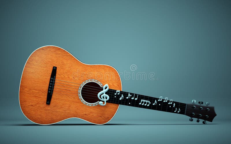 Guitar and Musical Notes. the Concept of Live Music Stock Illustration ...