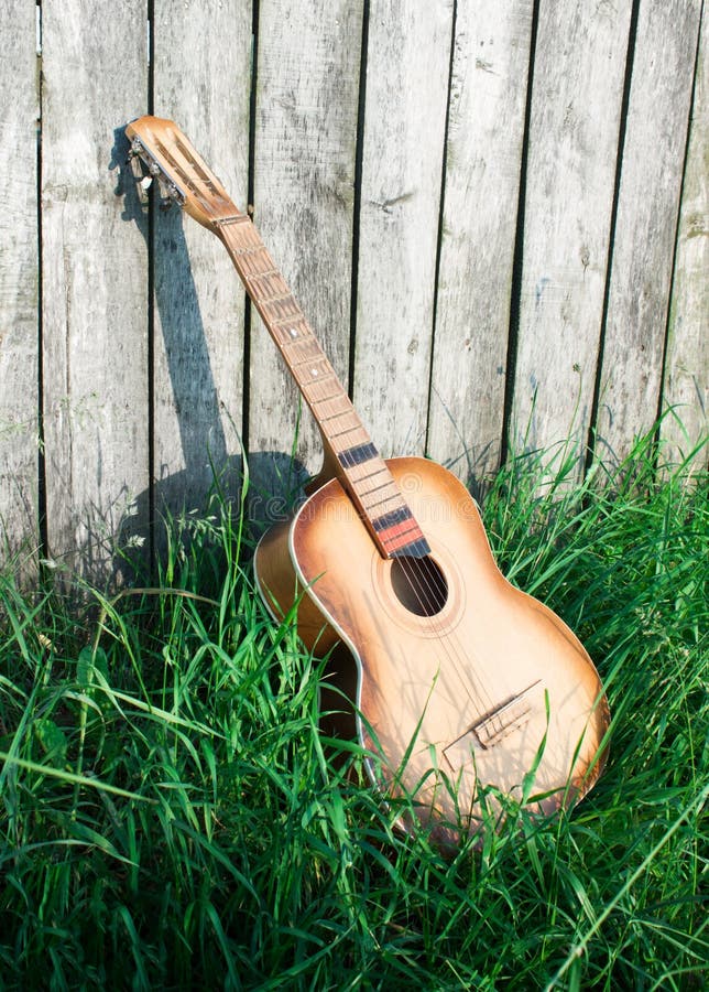 Guitar on the Natural Landscape Stock Image - Image of concert ...