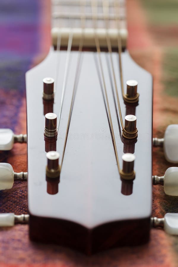 Guitar Neck with Stretched Strings. Stock Photo - Image of machine ...