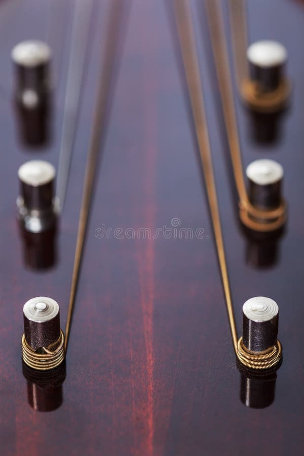 Guitar Neck with Stretched Strings. Close-up View Stock Image - Image ...