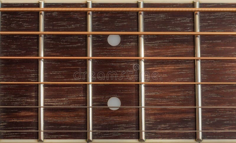 Guitar Neck, Stretched Strings, Frets and Texture of Natural Material ...