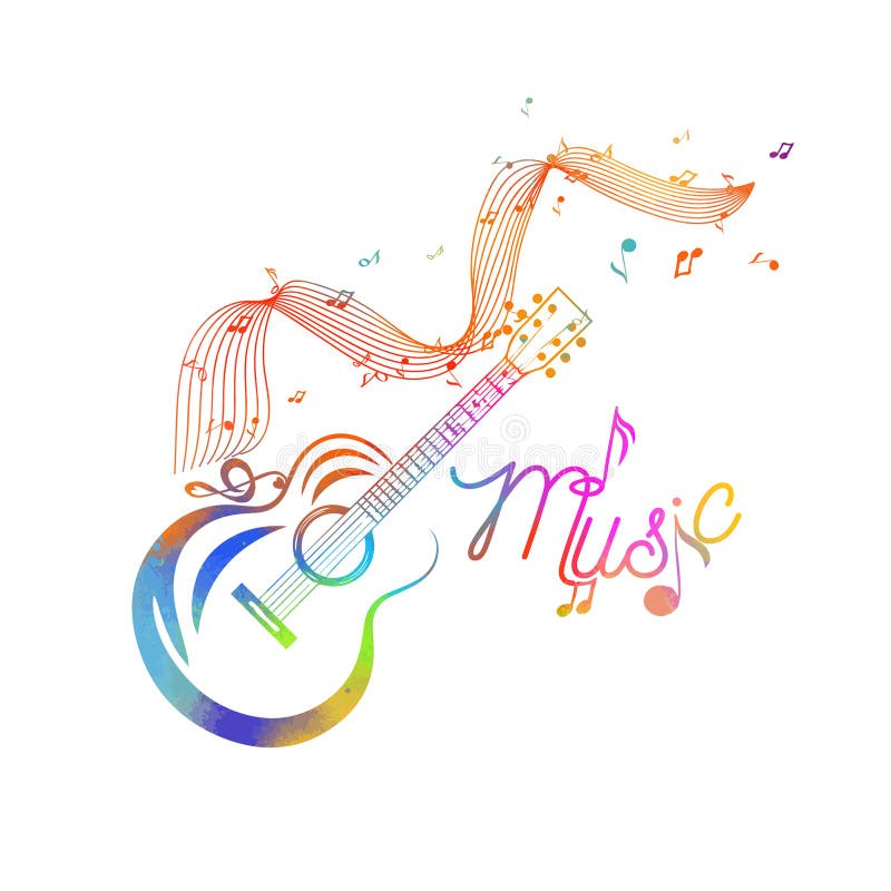Guitar and Notes Abstract . Hand Drawing. Not AI. Vector Illustration ...