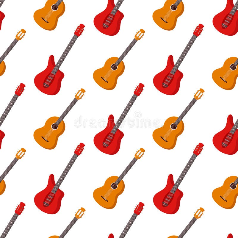Guitar Pattern on White Flat Background Flat Stock Vector ...