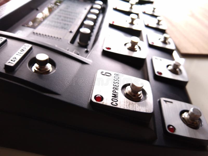 Guitar Pedal Knobs and Control Switches Stock Image - Image of black ...