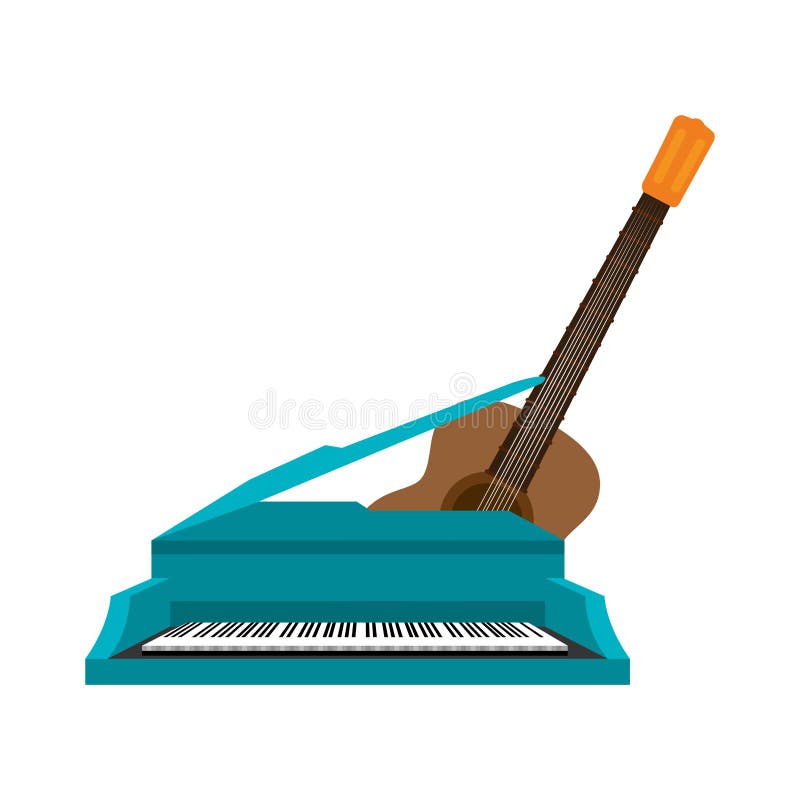 Guitar and Piano Instrument Isolated Icon Stock Illustration ...